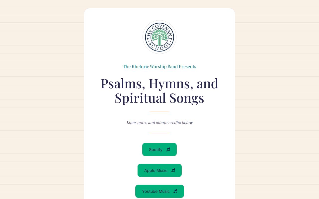 The Rhetoric Worship Band Presents: Psalms, Hymns, and Spiritual Songs